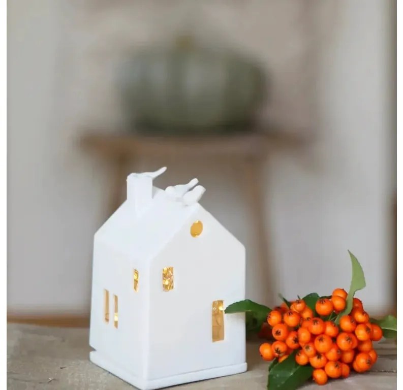 Räder Bílý porcelánový svícen DOMEČEK BIRDHOUSE