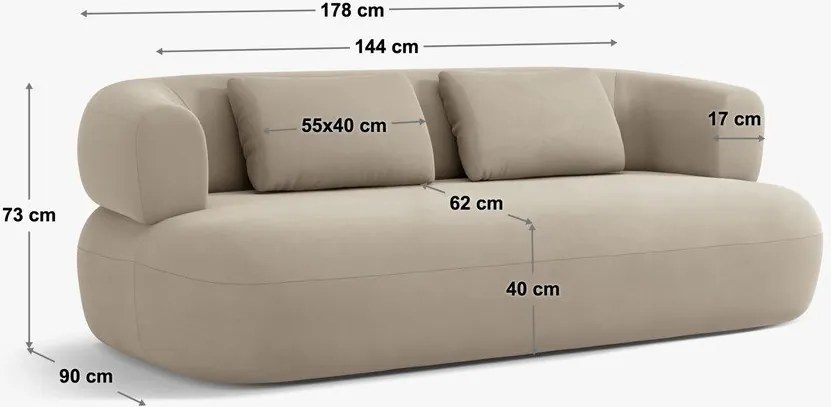 Světle hnědá pohovka z textilie bouclé 200 cm Jenny – Micadoni
