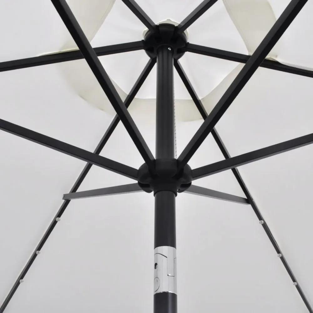 Závěsný slunečník s LED Ø 300 cm Bílá