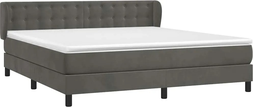 Box spring postel s matrací tmavě šedá 160x200 cm samet 3127740