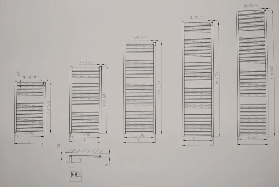 Thermal Trend KD 750 x 1850 kombinovaný topný žebřík rovný KD 750/1850