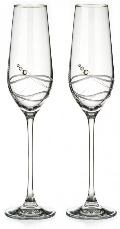 Diamante dárkový set sklenic na šampaňské se Swarovski krystaly Venezia 230 ml 2KS