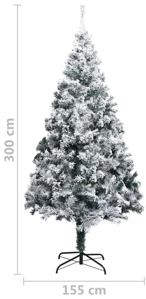 vidaXL Umělý vánoční stromek LED a sada koulí zasněžený zelený 300 cm