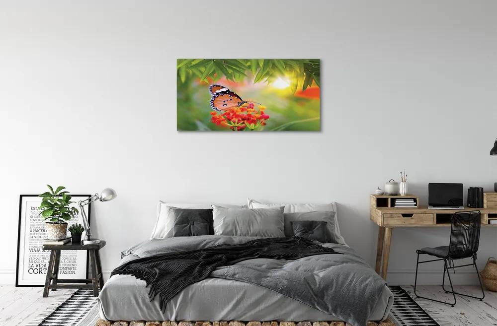 Obrazy na plátně Barevný motýl květiny 125x50 cm
