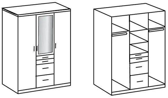 Šatní skříň Aachen, 135 cm, dub san remo