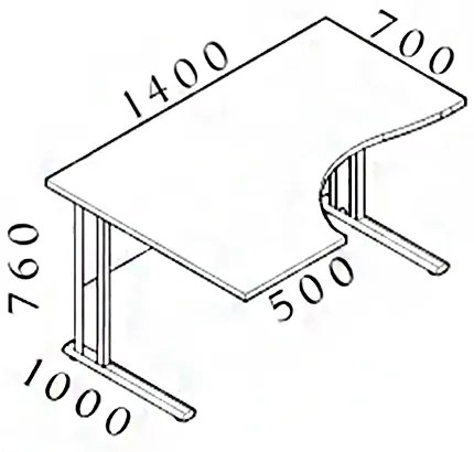 Ergonomický stůl Visio 140 x 100 cm, levý, ořech