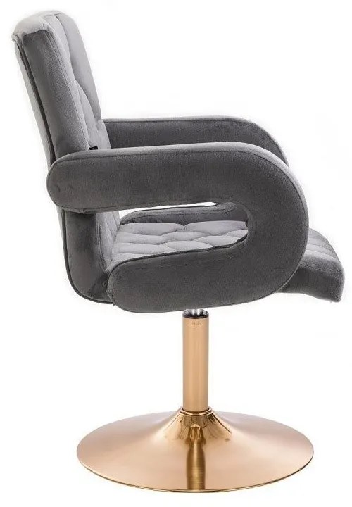 LuxuryForm DESIGN Otočná židle BOSTON VELUR na zlatém talíři - šedá