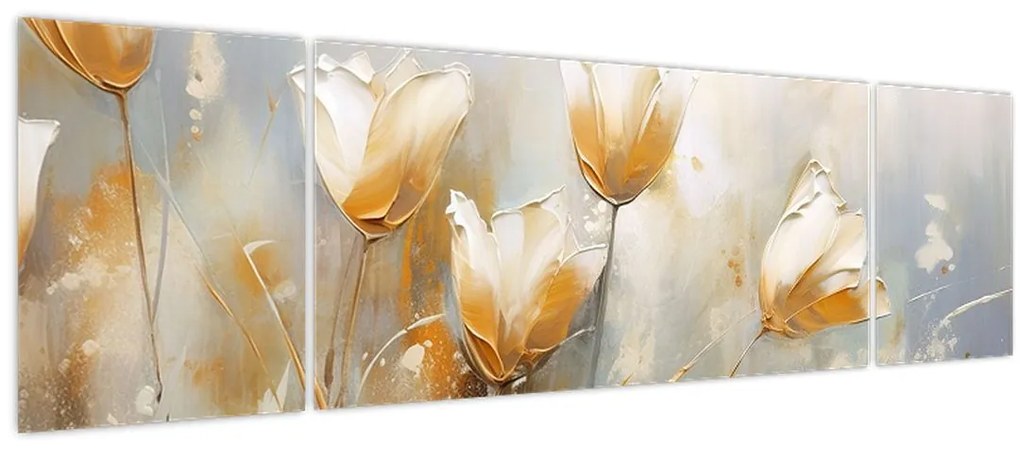 Obraz - Malba tulipánů (170x50 cm)
