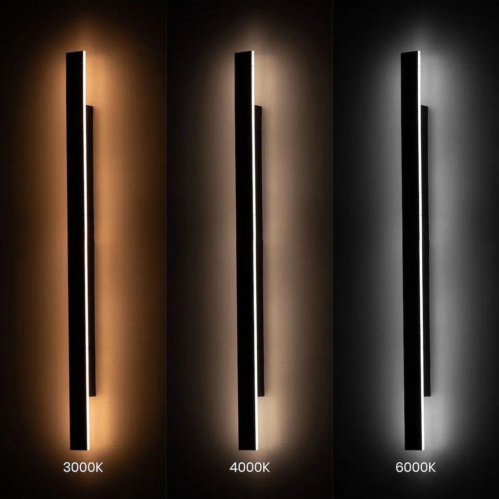 Exteriérové nástěnné LED svítidlo Wow, 1x LED 20w, 3CCT, černá, (120 cm)