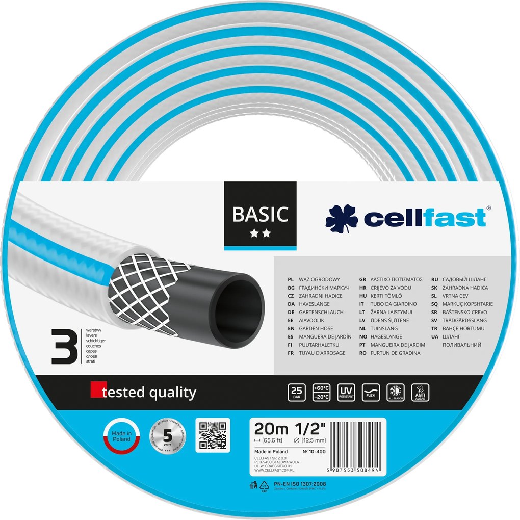 Zahradní hadice Cellfast Basic 3/4" 50 m, 10-422 hadice modrá