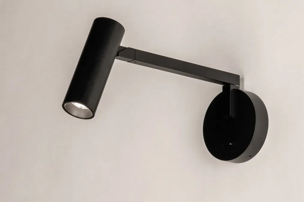 Nástěnné designové svítidlo s ramenem a vypínačem Conno Black