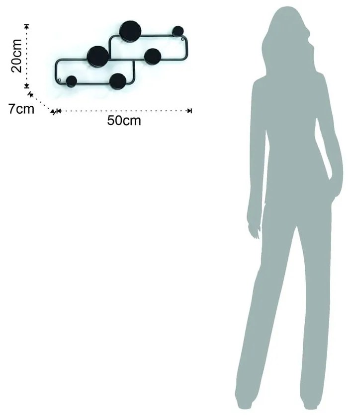Černý nástěnný věšák Anya – Tomasucci