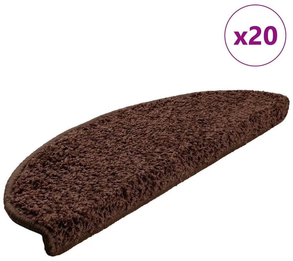Schodové rohože 20 ks 65 x 21 x 4 cm hnědé, půlkulaté, velké 3365848