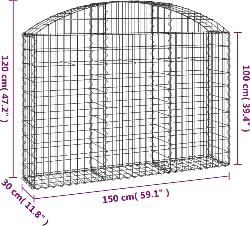 Klenutý gabionový koš 150 x 30 x 100/120 cm pozinkované železo 153445