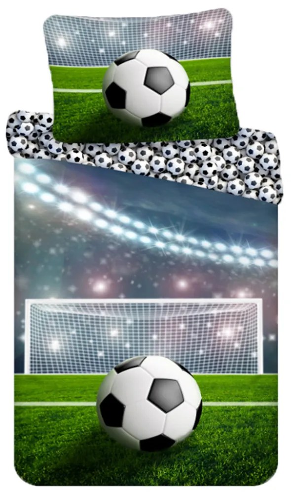 DĚTSKÉ BAVLNĚNÉ POVLEČENÍ FOOTBALL 100X135 CM, 1KS 40X60 CM VZOROVANÉ