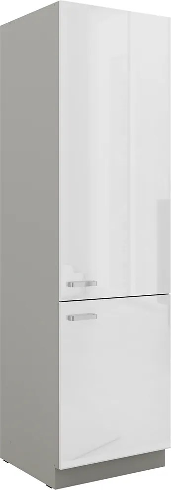 BIANCA sb | vysoká skříňka 60 LO-210 2F na vestavnou lednici | 60 cm | světle šedá/bílá lesk