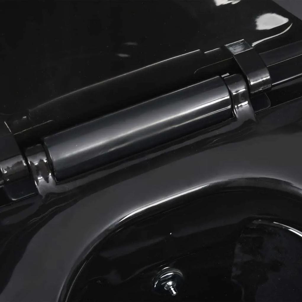 vidaXL Závěsné WC bez oplachového kruhu s funkcí bidetu keramické [145782] Barva: Černá