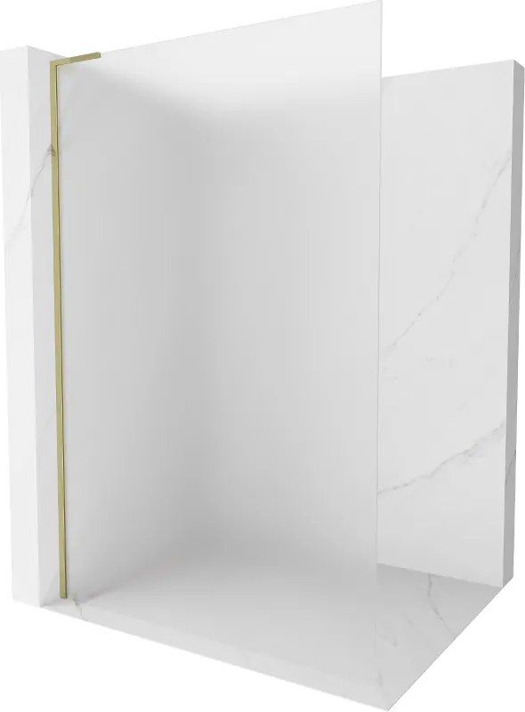 Mexen Kioto L, sprchová zástěna Walk-In 120 x 200 cm, 8mm sklo námraza, zlatý lesklý profil, 800-120-103-50-30