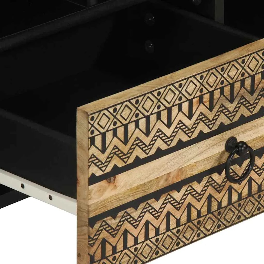 Tv Skříňka Černá 100 X 33,5 X 46 Cm Masivní Hrubý Mangovník Červená
