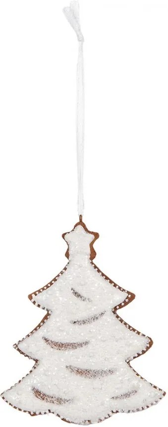 Závěsná dekorace zasněžený perníkový stromeček Frosted Ginger - 9*1*10 cm