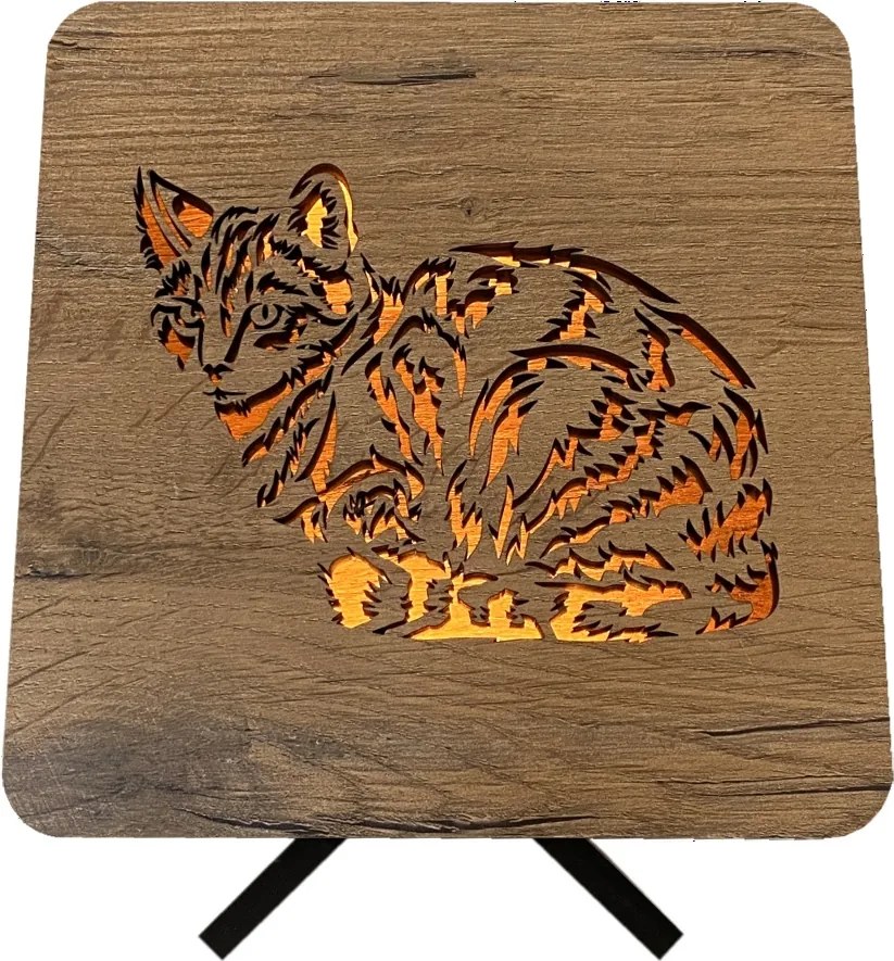 Li-Go "Kočka" lampa 19x19 cm provedení povrchu: ořech