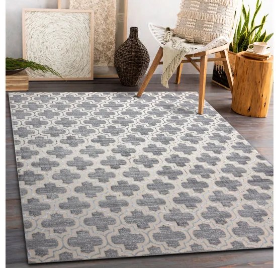 Dywany Łuszczów, Kusový koberec Core W6764 Trellis grey/cream, 80x150, šedá, chodba / předsíň