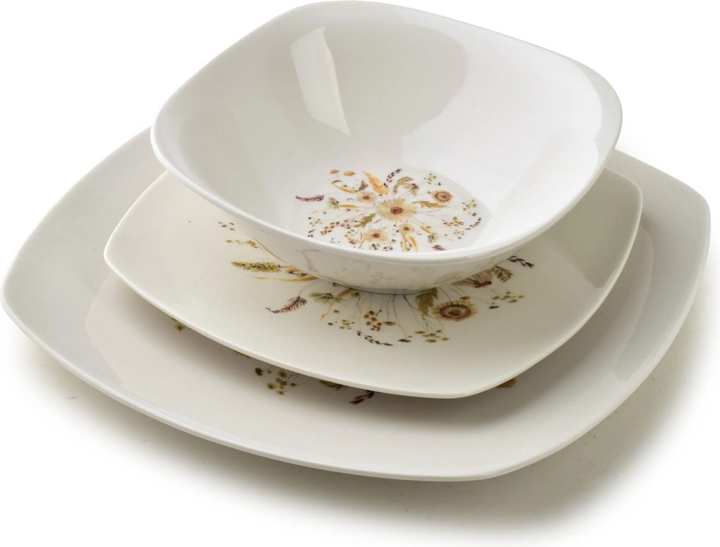 Porcelánová jídelní sada LEA Beige 18 ks bílá/béžová