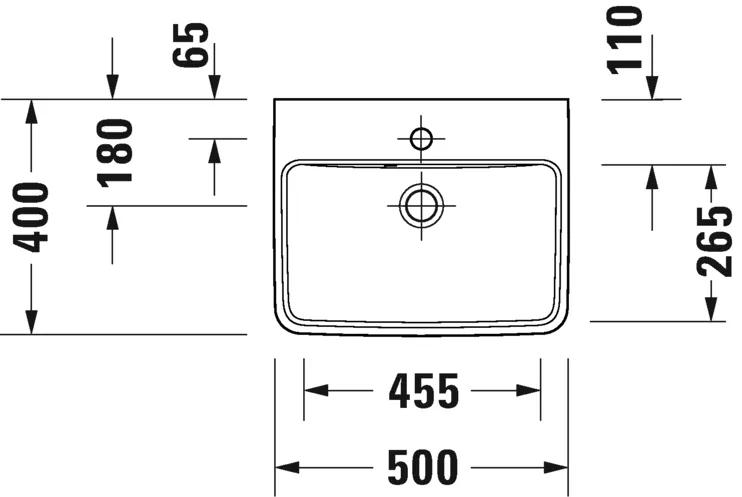 Duravit No.1 - Umyvátko do nábytku, 1 otvor pro armaturu propíchnutý 500 x 400 mm, bílá 07435000002
