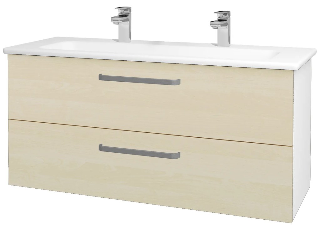 Dřevojas Koupelnová skříň GIO SZZ2 120 Varianta: N01 Bílá lesk / Úchytka T02 / L01 Bílá vysoký lesk
