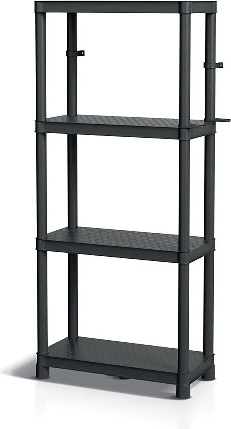 Prosperplast Regál plastový 4 police STACKARO SMALL 58 x 28 x 131,5 cm - černý