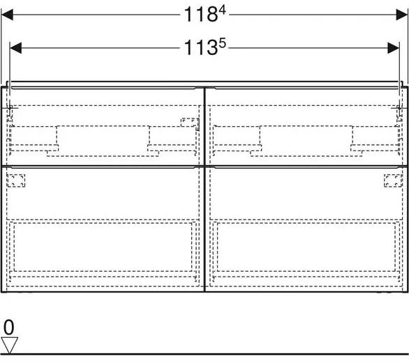Geberit iCon Skříňka pod dvojité umyvadlo 118,4 x 61,5 cm, bílá matná 502.309.01.3