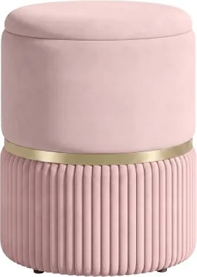 HOMCOM Pouf, stolek, podnožka, úložný pouf z kordurového sametu 36 x 44 cm pro obývací pokoj, ložnici, růžová