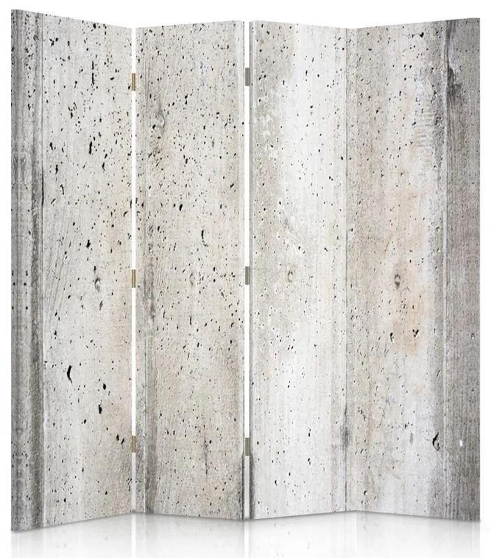 Ozdobný paraván Textura betonu - 145x170 cm, čtyřdílný, obustranný paraván 360°
