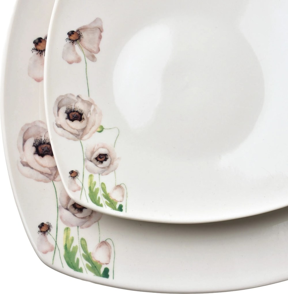 Porcelánová jídelní sada LEA Pink 18 ks bílá/růžová