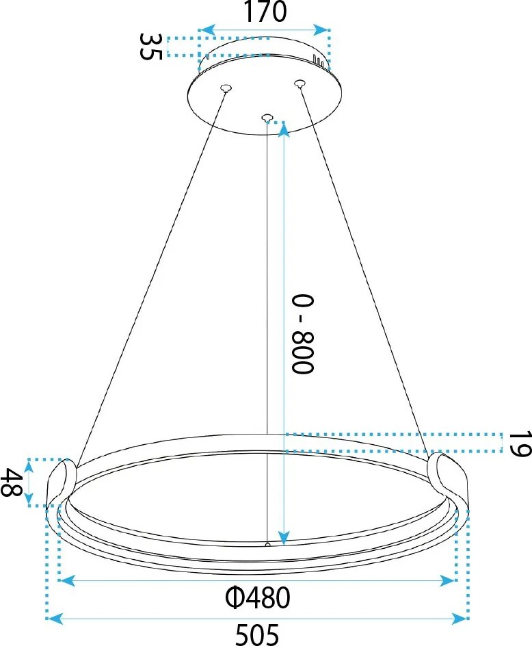 Toolight Toolight, LED stropní svítidlo 50cm, 48W, 4000K, 2500lm, APP1927-CP, černá, OSW-66067