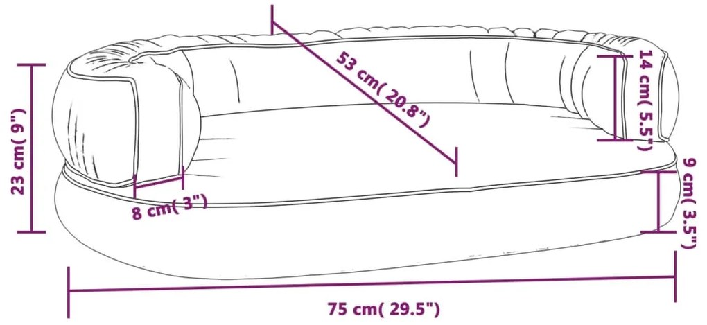 vidaXL Ergonomický molitanový pelíšek pro psy šedý 75x53 cm umělá kůže