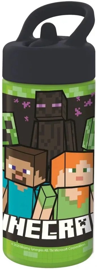 Sportovní láhev na pití Minecraft s brčkem a nekapajícím (anti-drip) uzávěrem - objem 410 ml