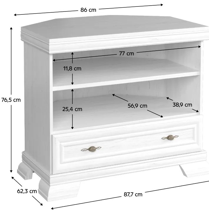 Kondela Rohový TV stolek KRTN, sosna andersen, KORA