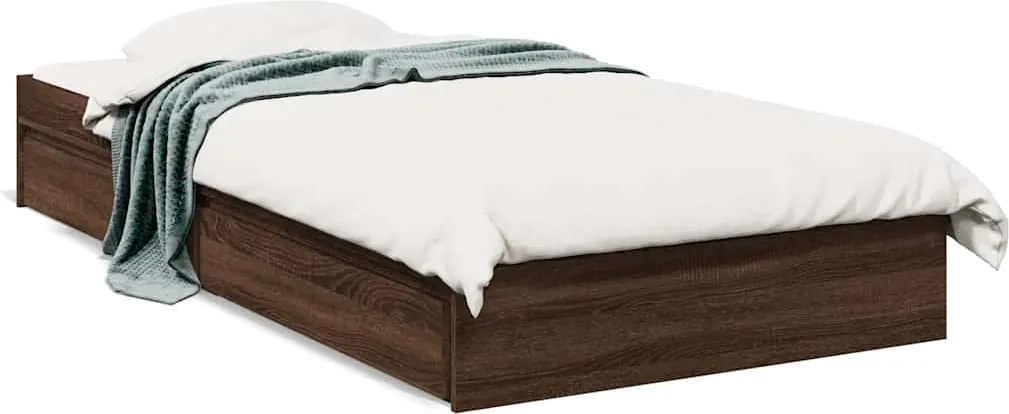 Rám postele se zásuvkami hnědý dub 75 x 190 cm kompozitní dřevo 3280719