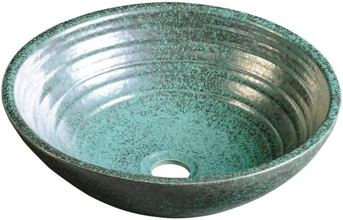 SAPHO ATTILA keramické umyvadlo, průměr 46,5 cm, zelená měď DK016