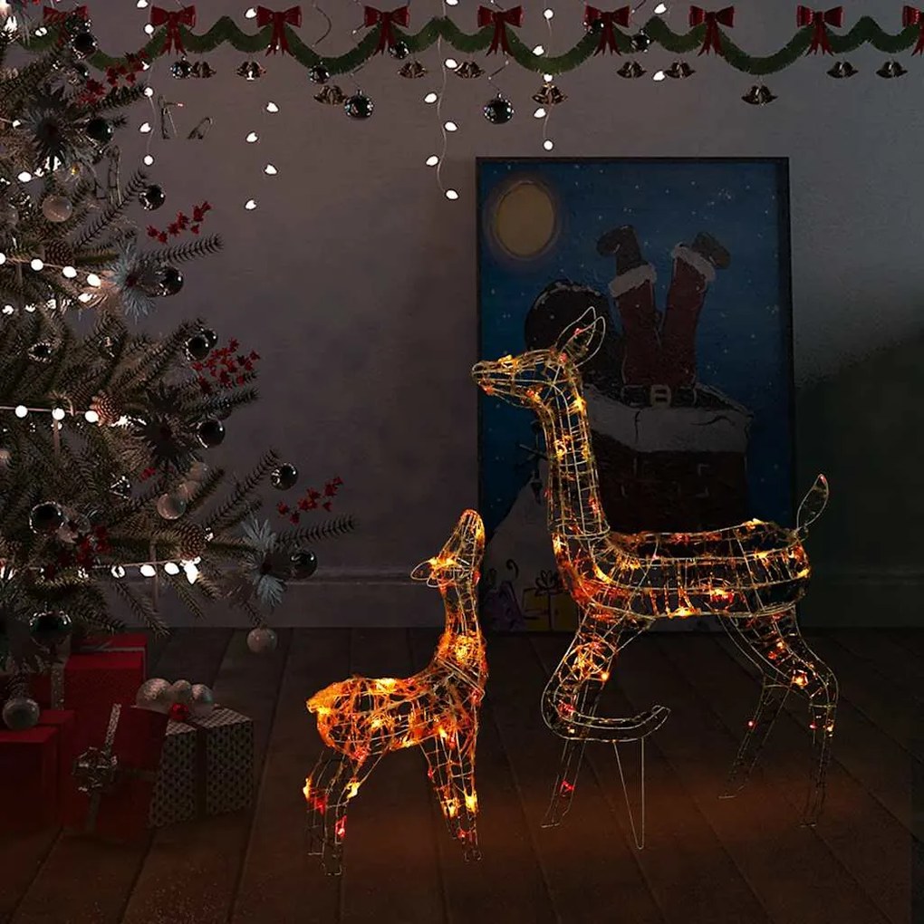Vánoční dekorace akrylová sobí rodinka 160 LED diod barevná 329792