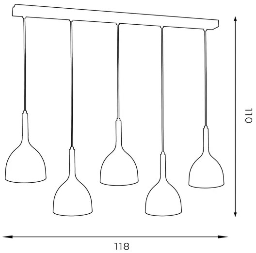 Lustr na lanku NOAK WOOD 5xE27/15W/230V černá/buk