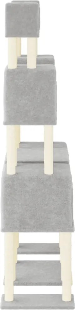 Škrabadlo pro kočky se sisalovými sloupky světle šedé 199 cm 172080