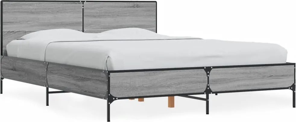 Rám postele šedý sonoma 120 x 200 cm kompozitní dřevo a kov 3279995
