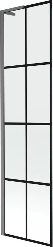 Mexen Next L, 1-křídlová vanová zástěna 50 x 150 cm, 6mm čiré sklo-černý vzor, ​​grafitový profil, 895-050-000-03-77-66