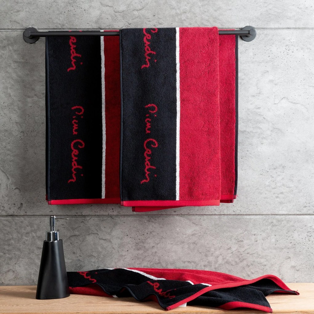 BAVLNĚNÝ RUČNÍK PIERRE CARDIN LUCA 50X90 CM ČERVENÁ