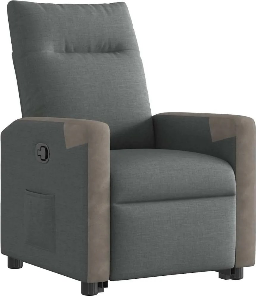 Zvedací polohovací křeslo tmavě šedé textil 3324091