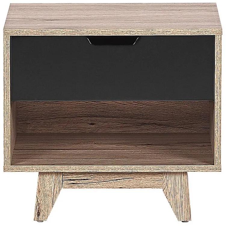 Noční stolek SIHART (světlé dřevo + černá). 1027070
