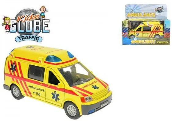 Kids globe Ambulance auto kovové 1cm PB sanitka se zvukem a světlem