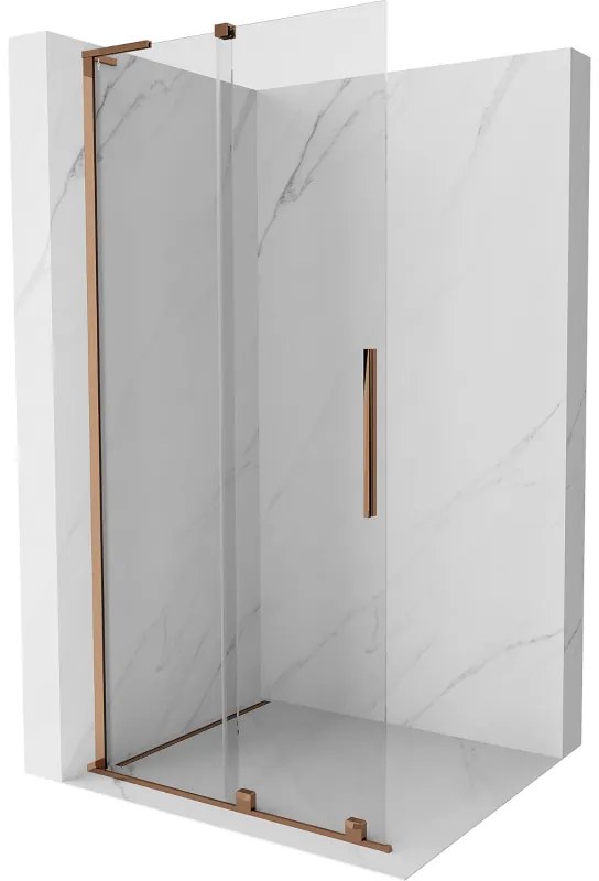 Mexen Velar L rozšiřovací sprchová stěna Walk-in 120 x 200 cm, transparentní 8 mm, růžové zlato - 871-120-003-03-60